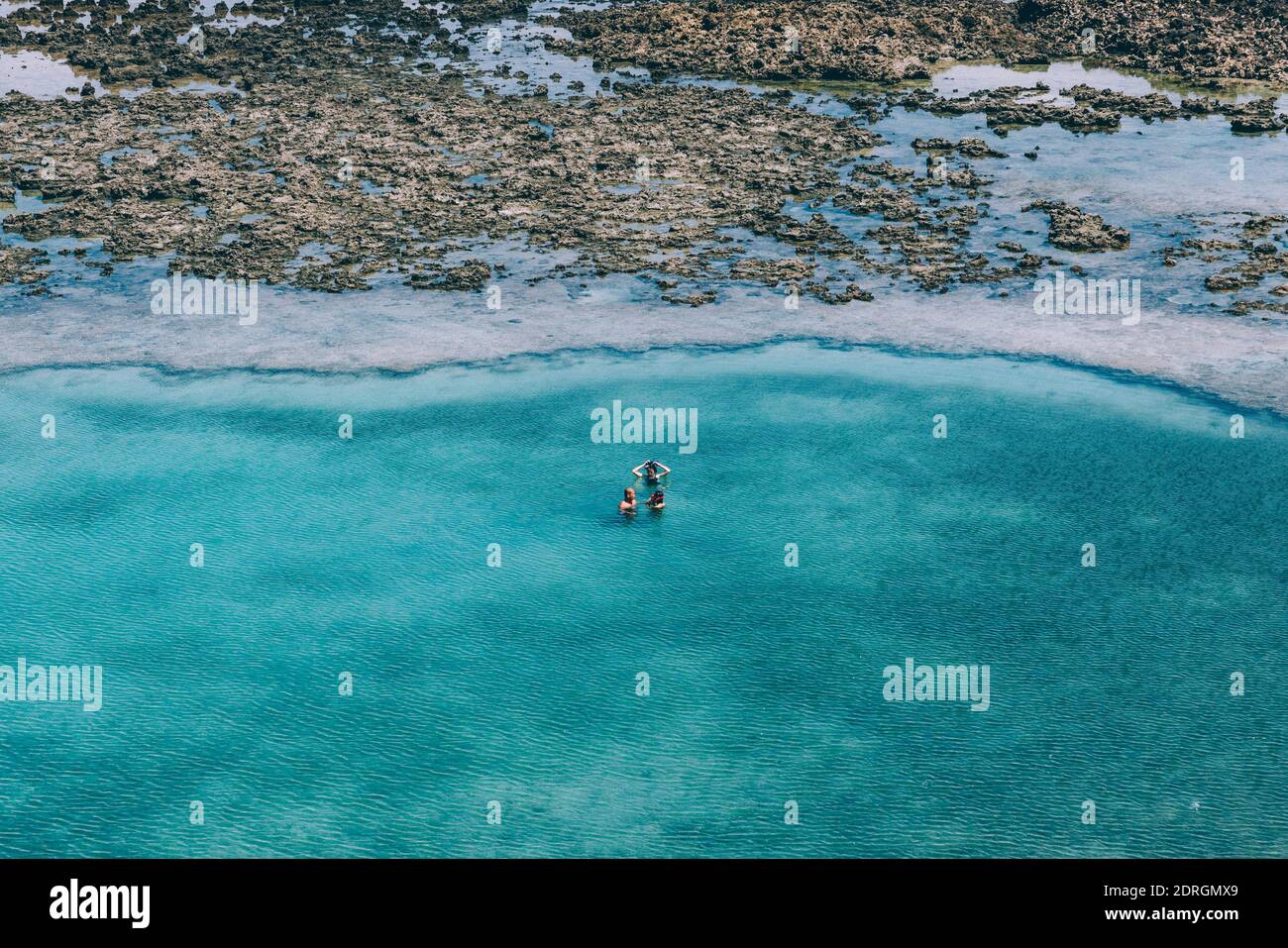Aerial View Of People Swimming In Sea Stock Photo - Alamy
