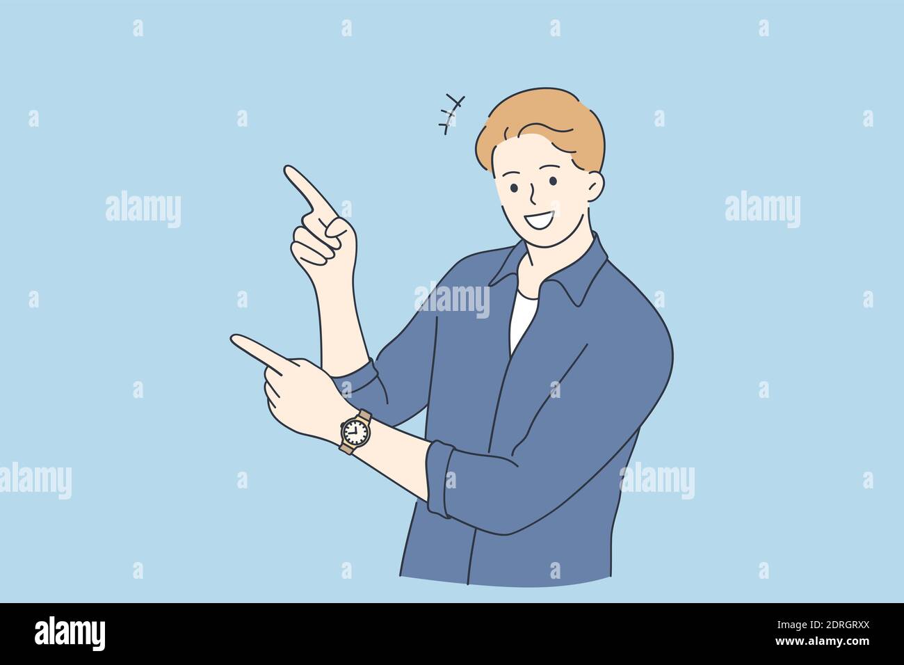 Positive emotions and gesturing concept. Young smiling man cartoon ...