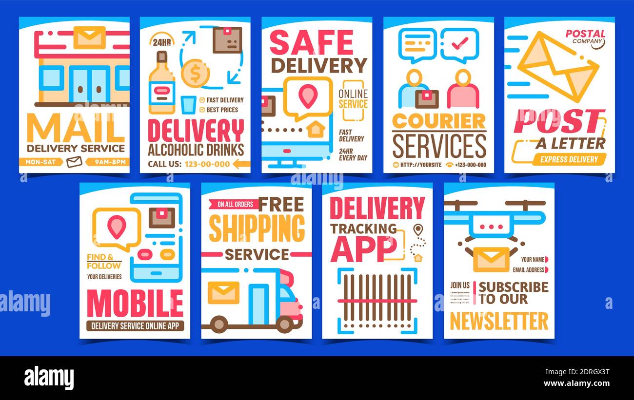 Postal Company Promotional Posters Set Vector Stock Vector Image & Art ...