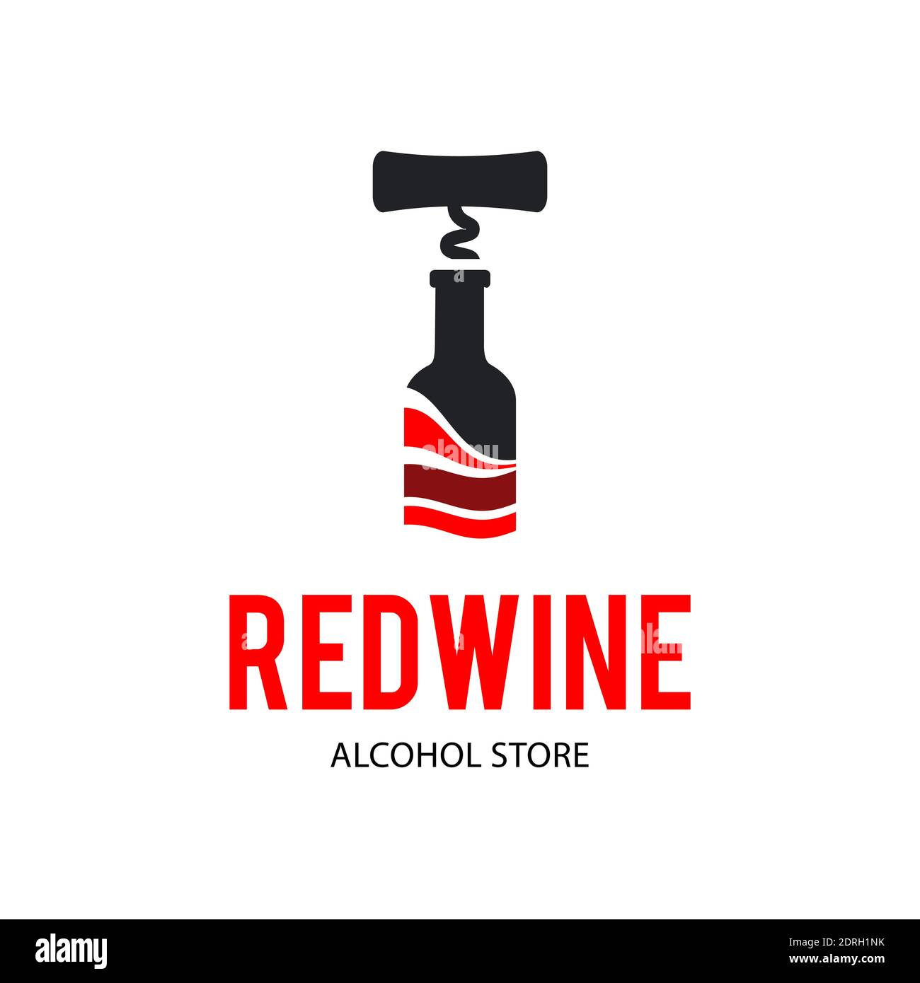 Sign Black corkscrew and a bottle of red wine. Design modern logos for ...