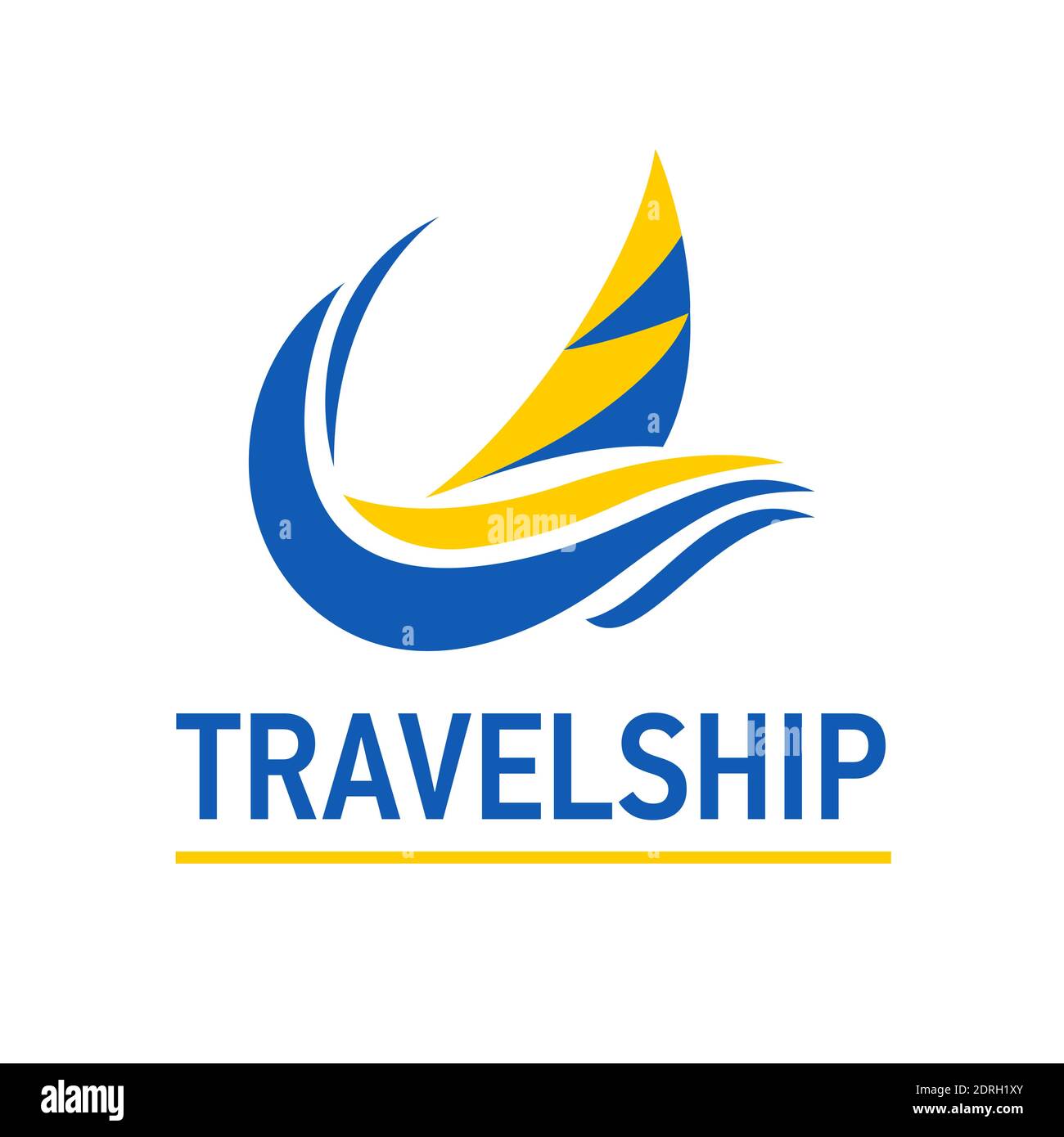Bright blue travel yaht sign. Design modern logos ship for Business ...