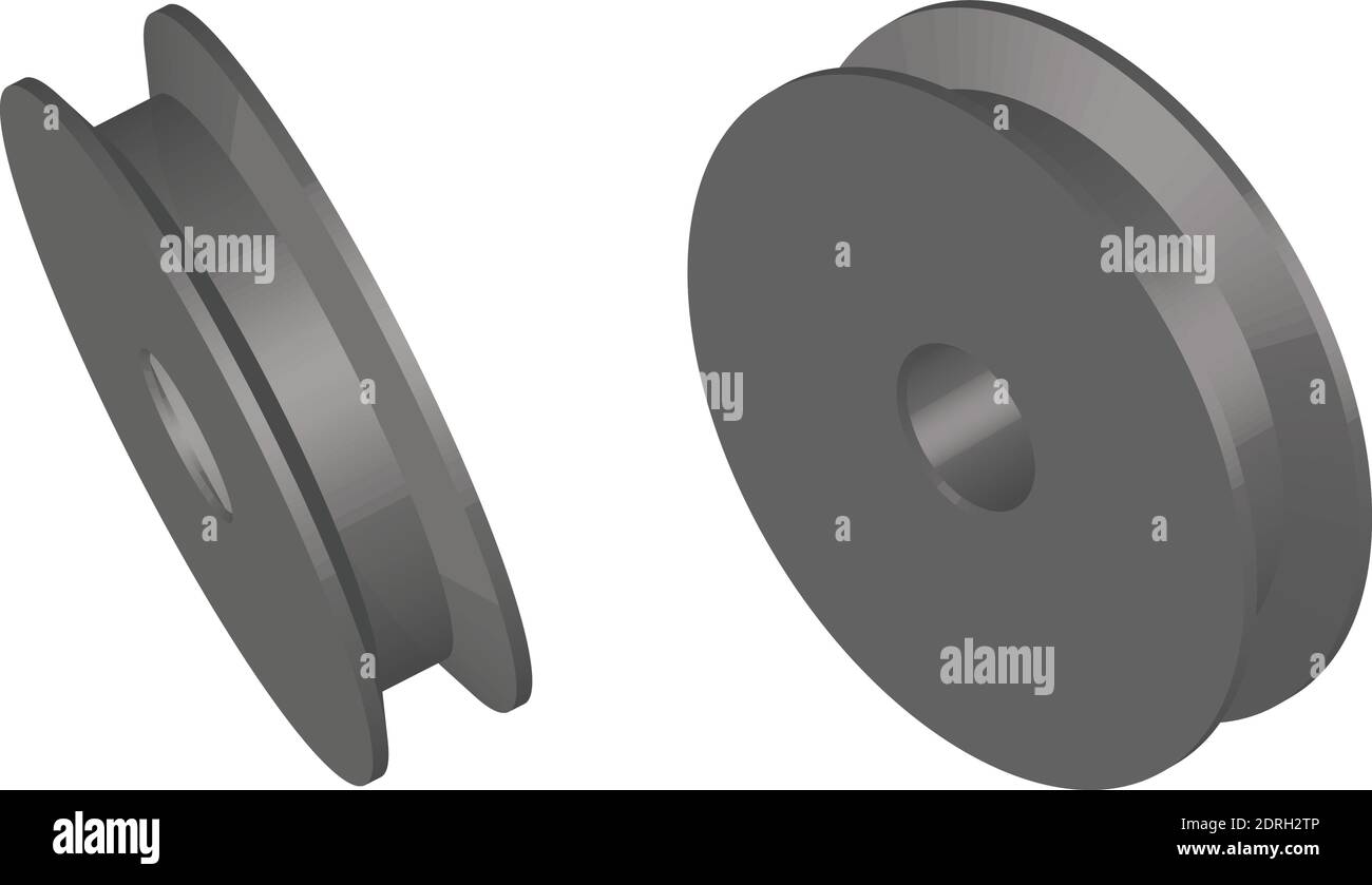Pulley wheel. Mechanical device. 3D effect. Vector illustration Stock ...