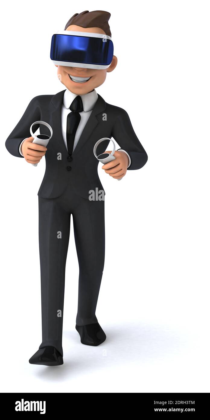 Fun 3D illustration of a cartoon businessman with a VR helmet Stock ...