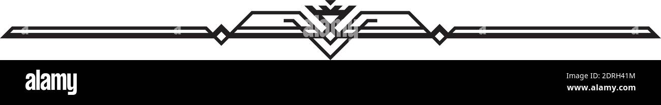 A text header made in Art-Deco style. Black and white illustration ...