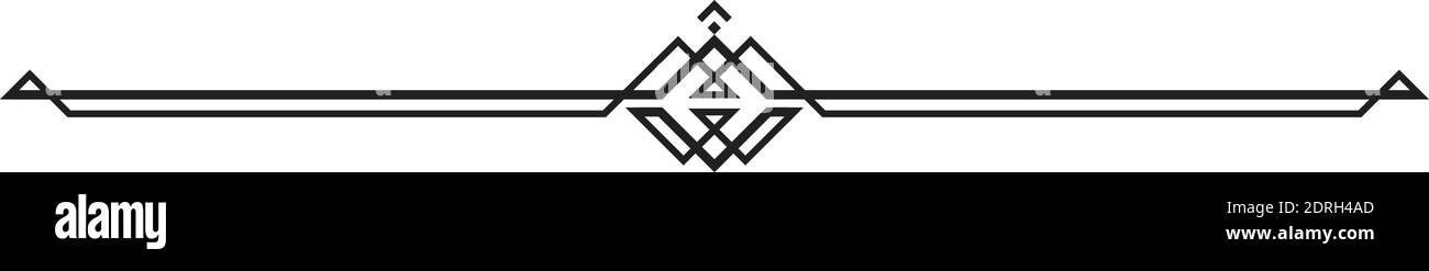 A text header made in Art-Deco style. Black and white illustration ...