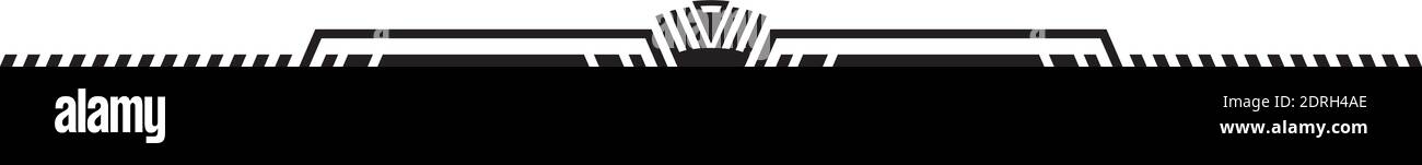 A text header made in Art-Deco style. Black and white illustration ...