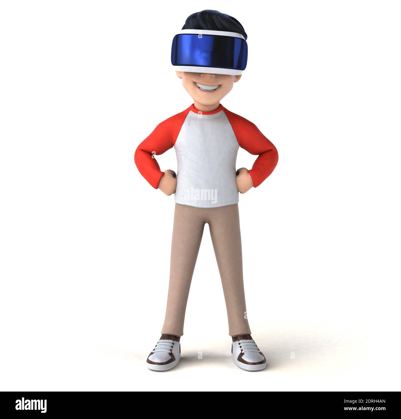 Fun 3D illustration of a cartoon kid with a VR helmet Stock Photo - Alamy