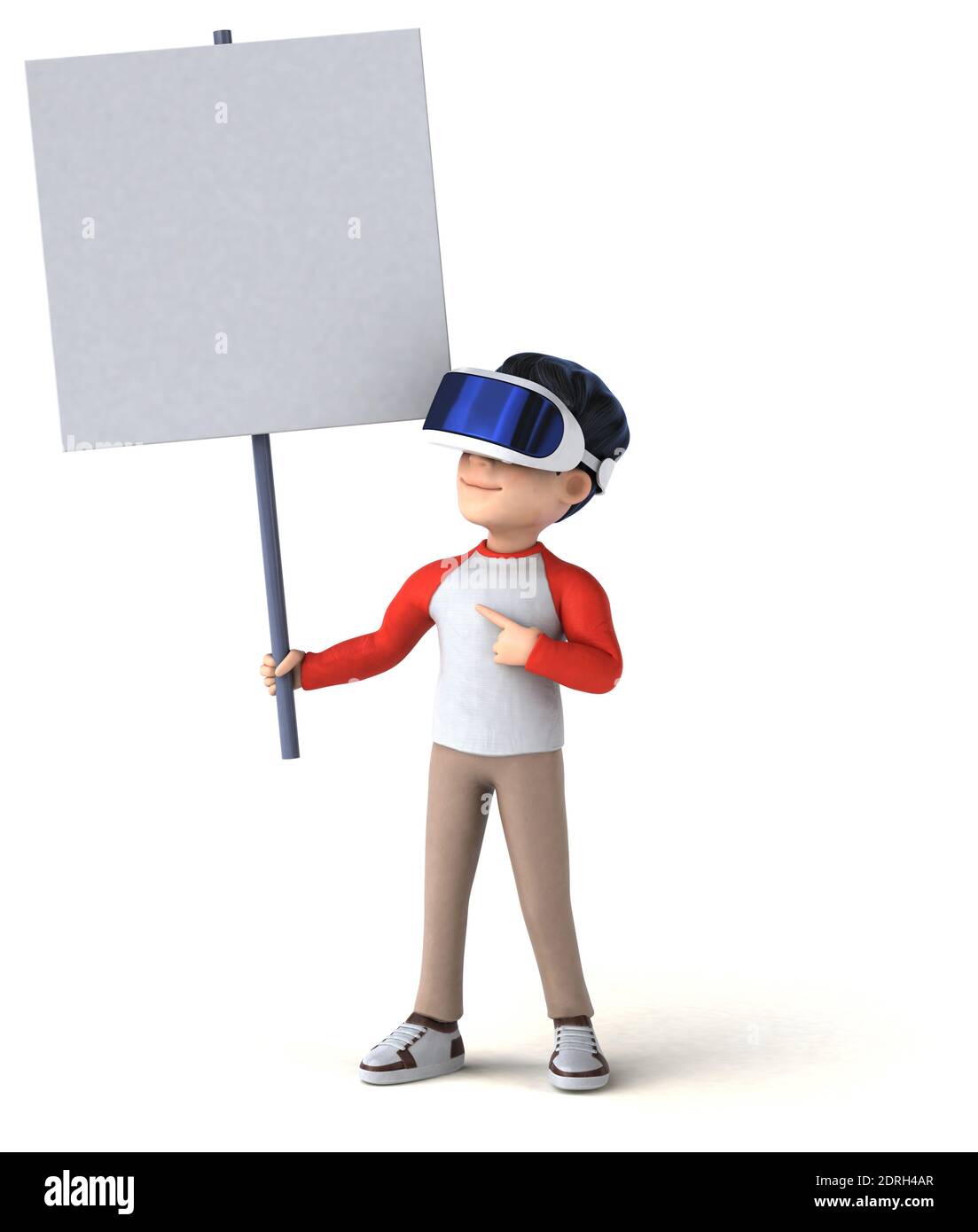 Fun 3D illustration of a cartoon kid with a VR helmet Stock Photo - Alamy