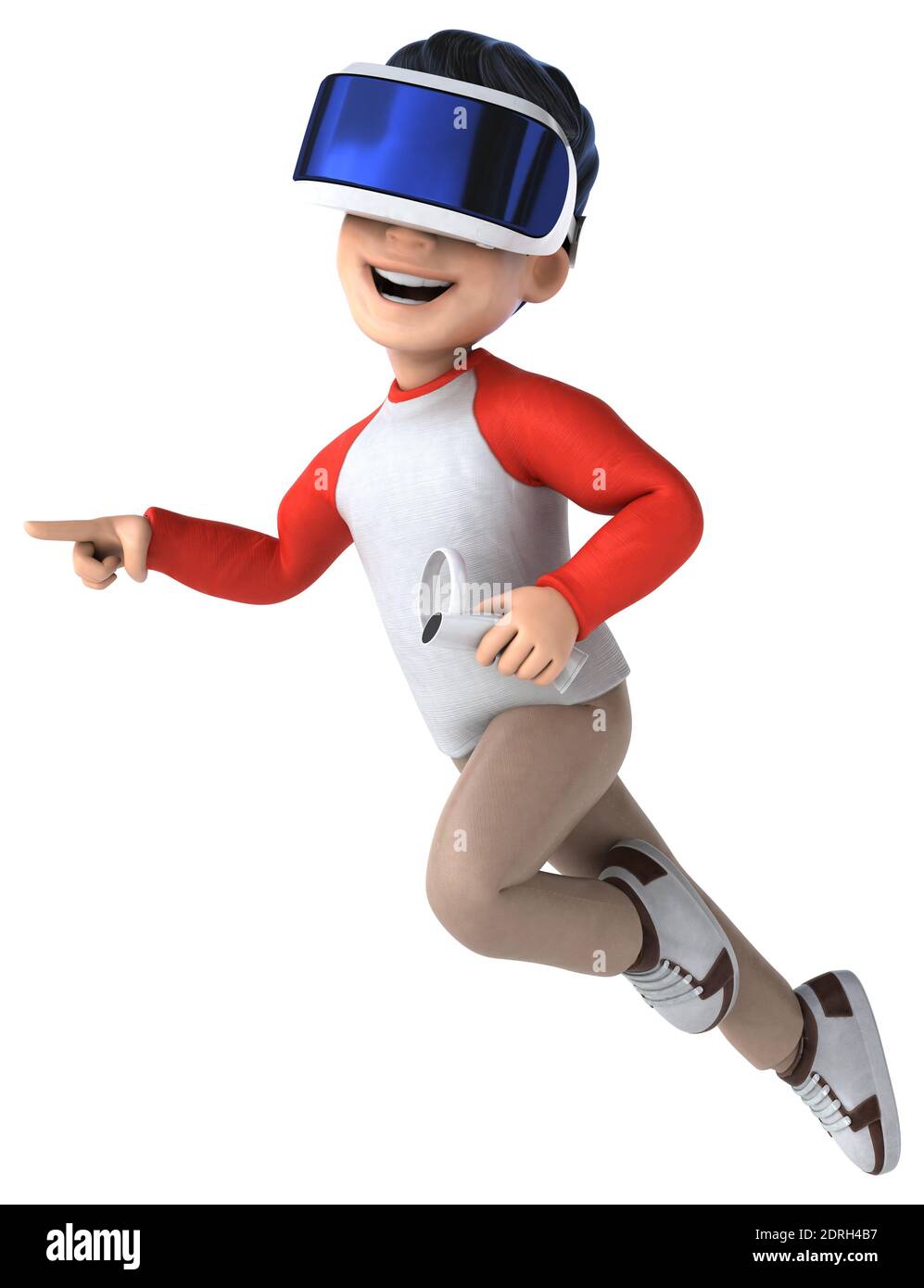 Fun 3D illustration of a cartoon kid with a VR helmet Stock Photo - Alamy