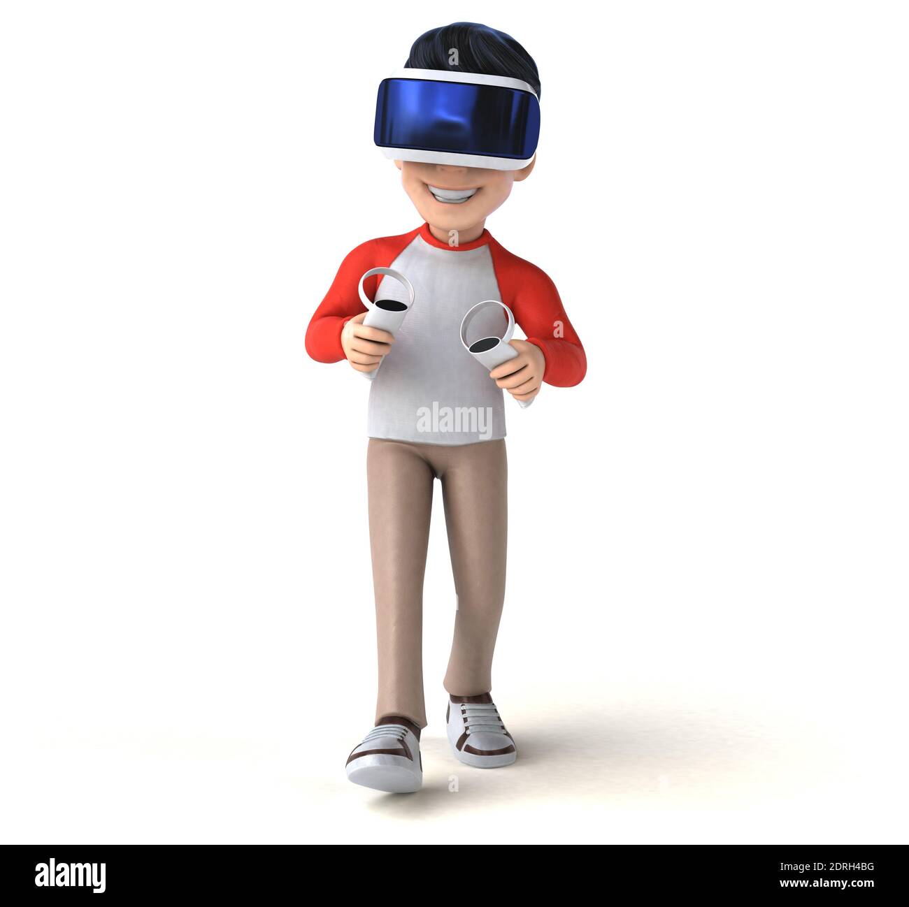 Fun 3D illustration of a cartoon kid with a VR helmet Stock Photo - Alamy