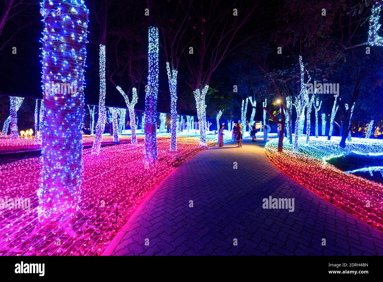 Rachaburi,Thailand - 18 Decemmber, 2020: lighting show festival at ...