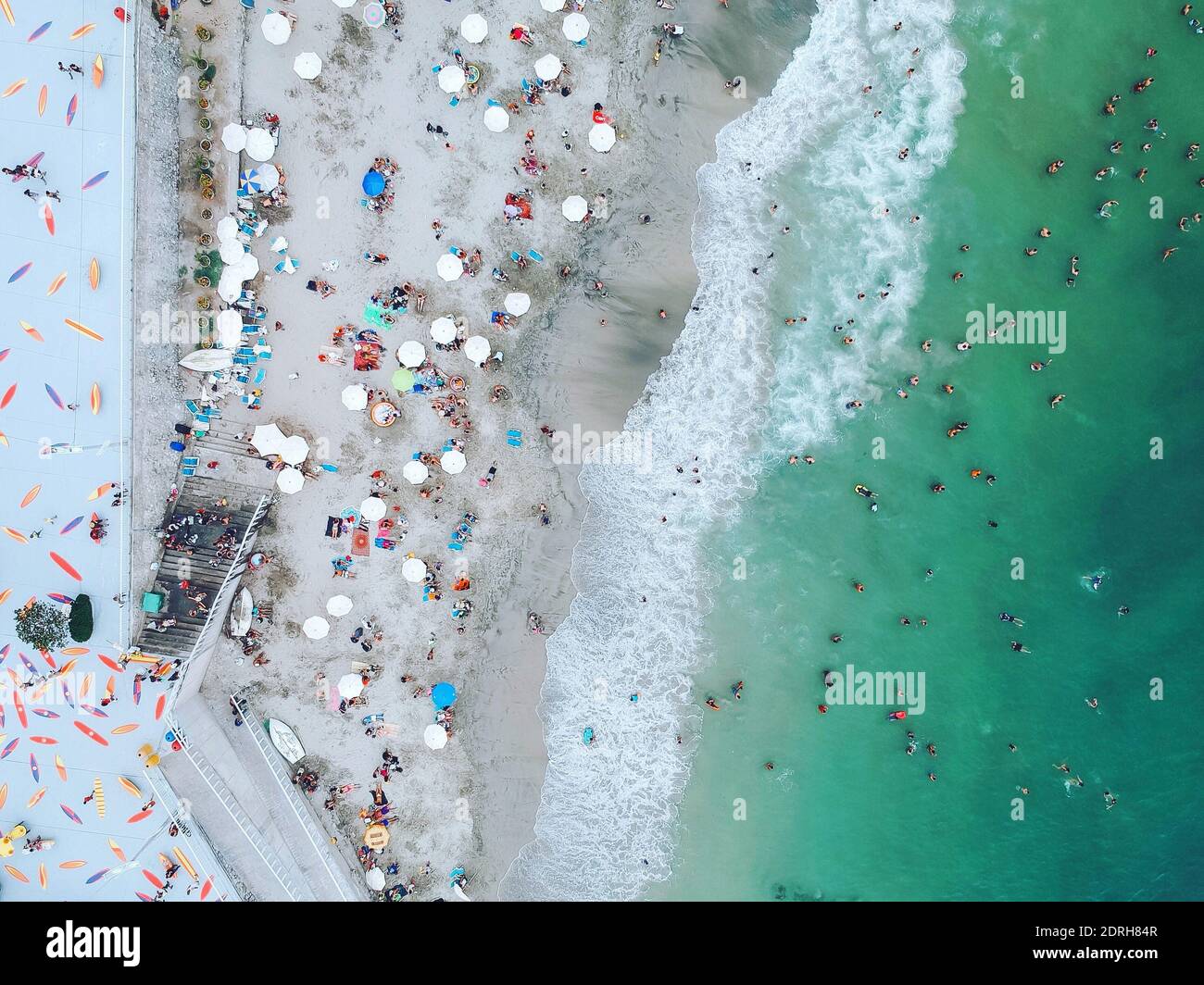 Aerial View Of People At Beach Stock Photo - Alamy