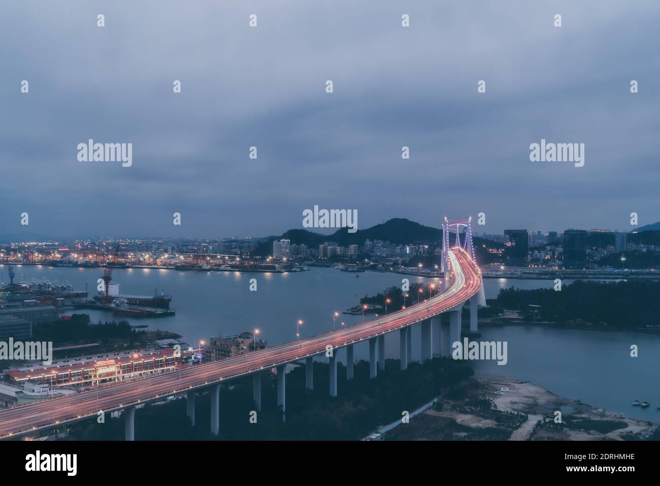 The beautiful curve-shaped Haicang Bridge is pictured in Xiamen city ...