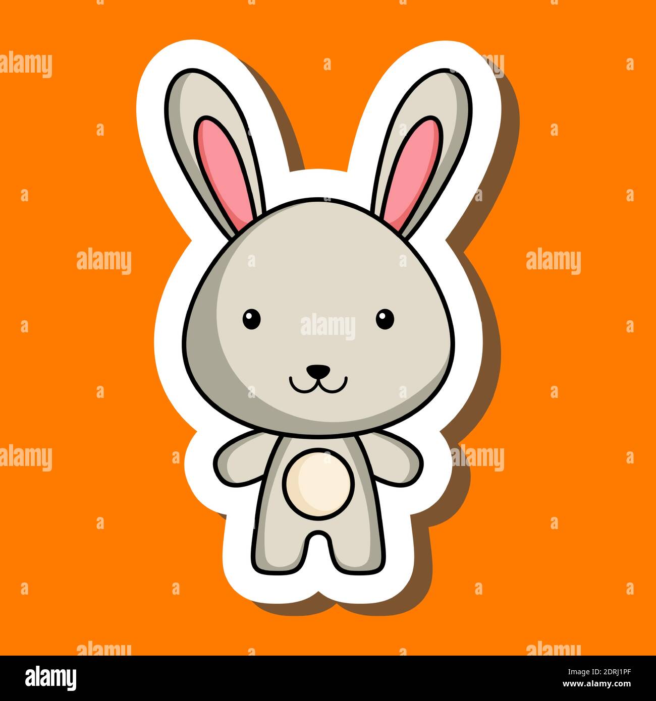 Cute cartoon sticker little hare. Mascot animal character design for ...