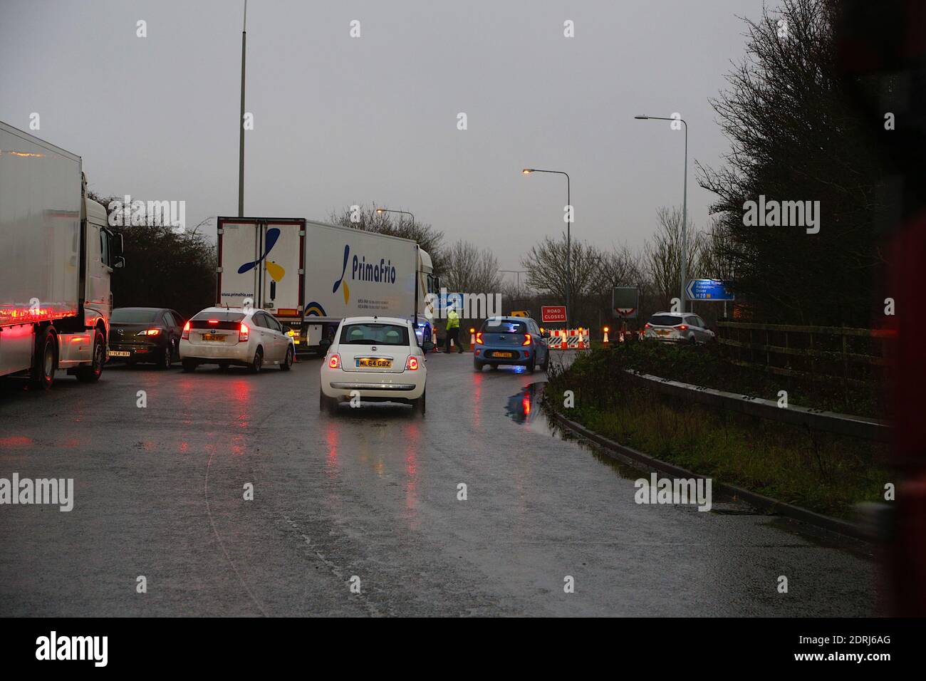 Hythe, Kent, UK. 21 December, 2020. The French government has closed ...