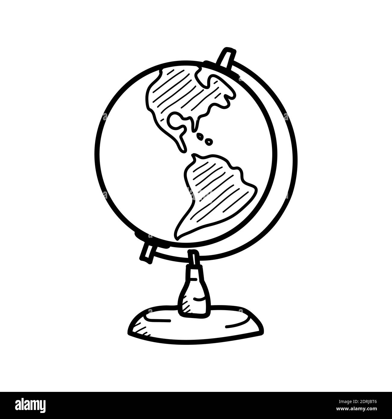 Hand Drawn globe doodle. Side with America. Sketch icon. Vector ...