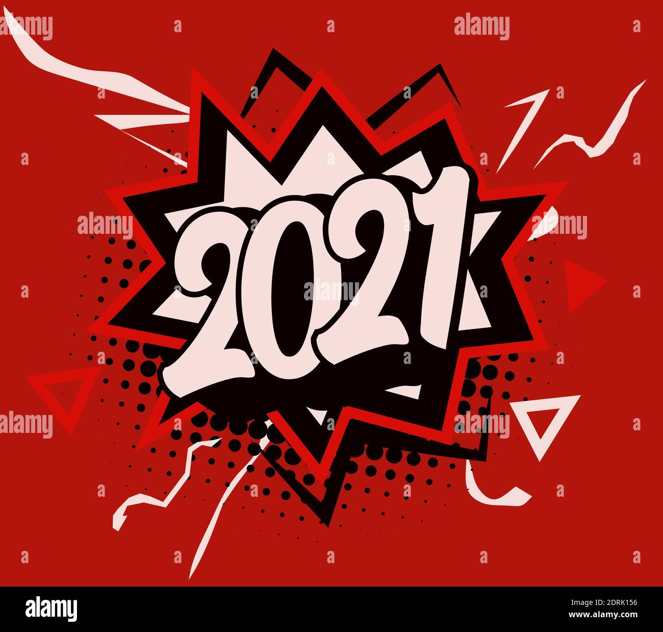 Cracker bang with 2021 numbers, comic book style speech, cartoon ...