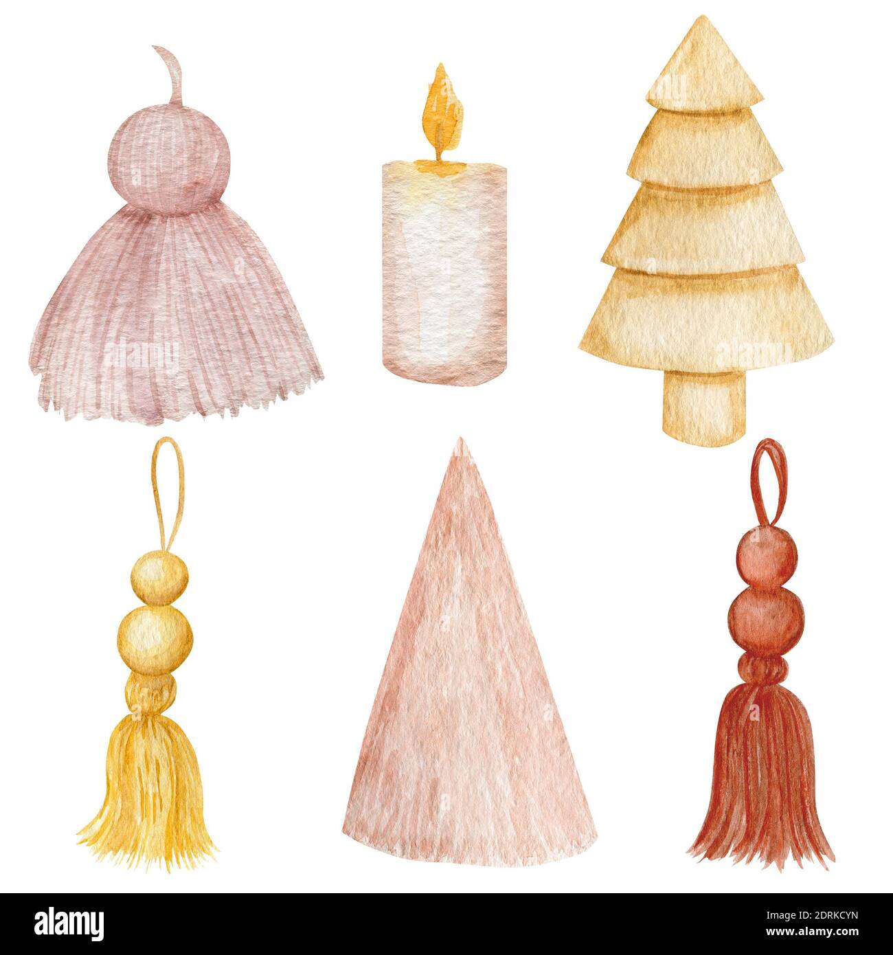 Christmas tree decor watercolor Cut Out Stock Images & Pictures - Alamy