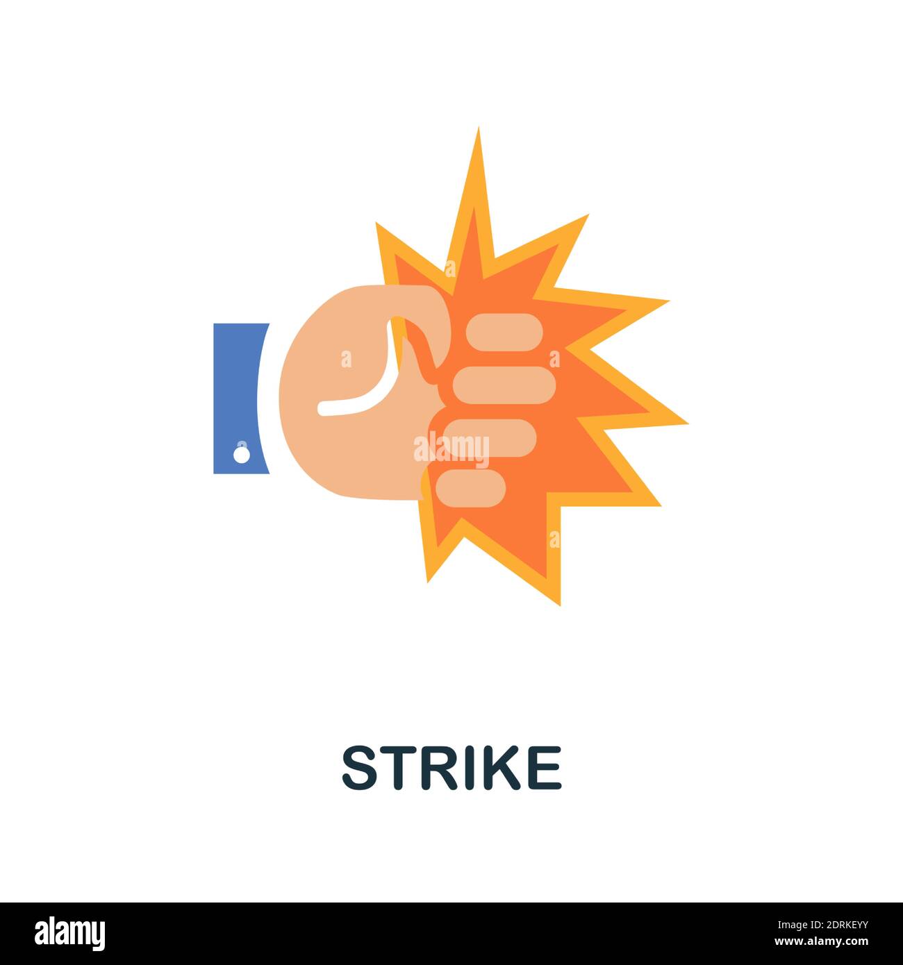 Strike flat icon. Color simple element from activism collection ...