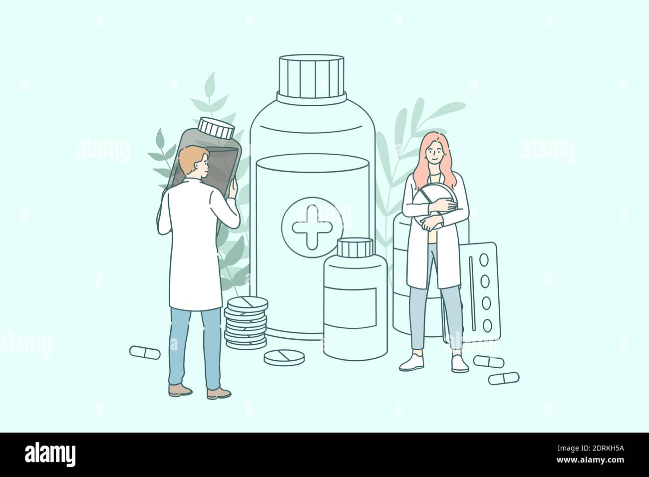 Pharmacy shop concept. Young people doctors pharmacists working between ...