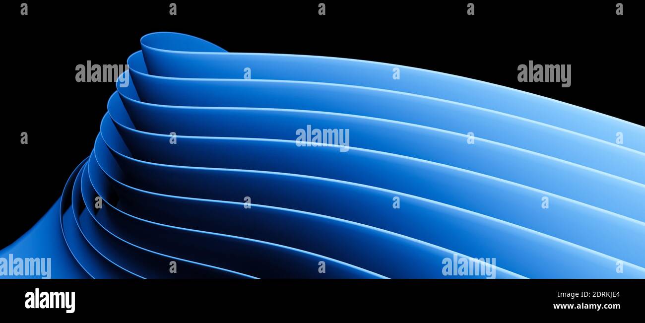 Abstract elegant, modern, twisted 3D object with lines and flowing ...