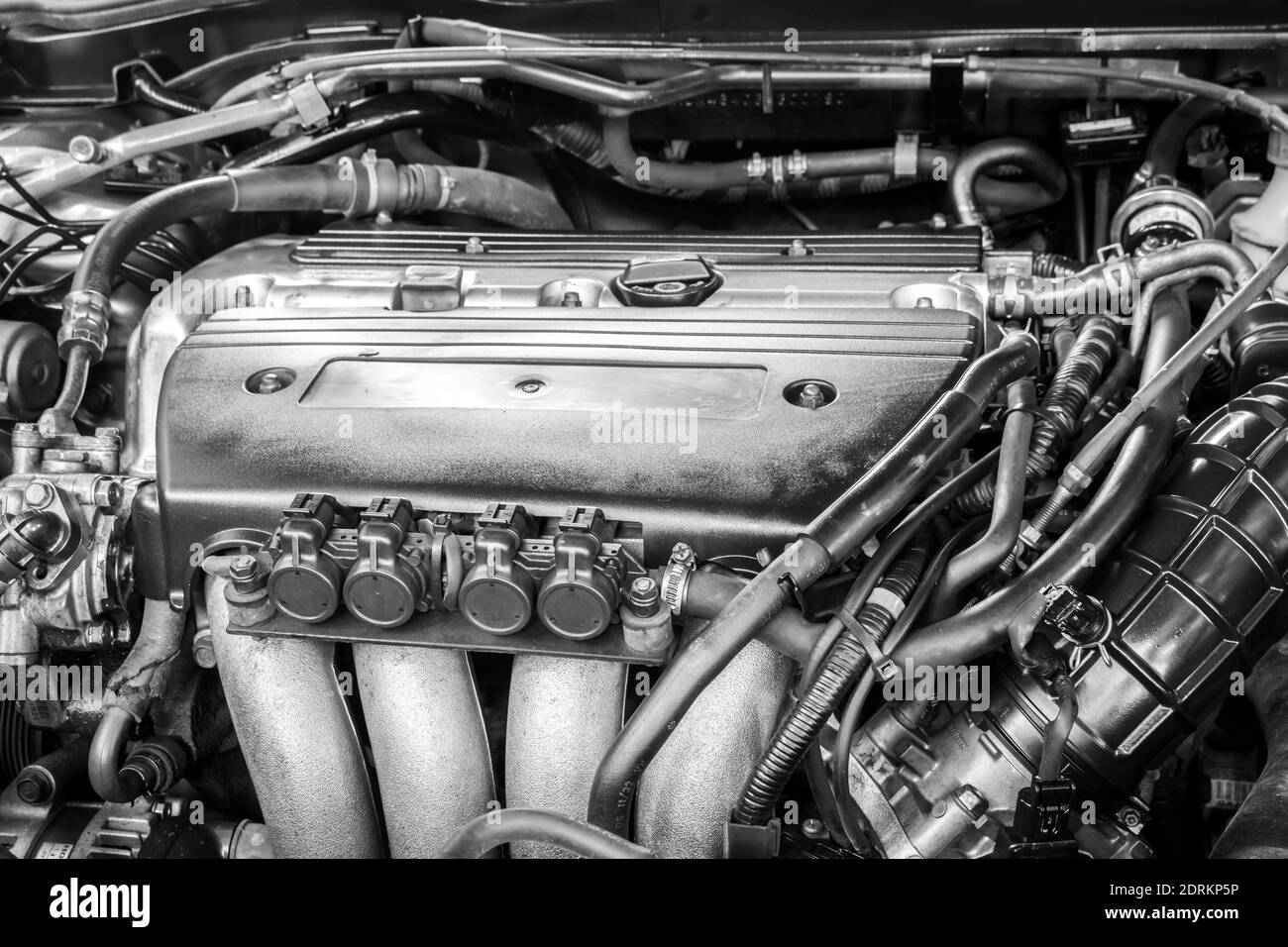 Car motor engine part Black and White Stock Photos & Images - Alamy