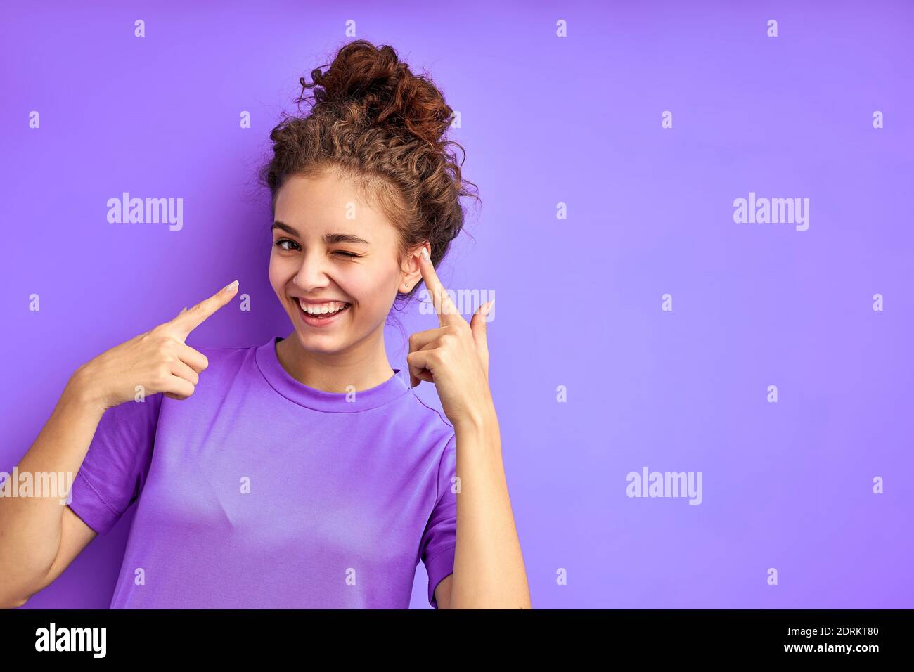 cute joydul cheerful girl have fun posing isolated in studio with ...