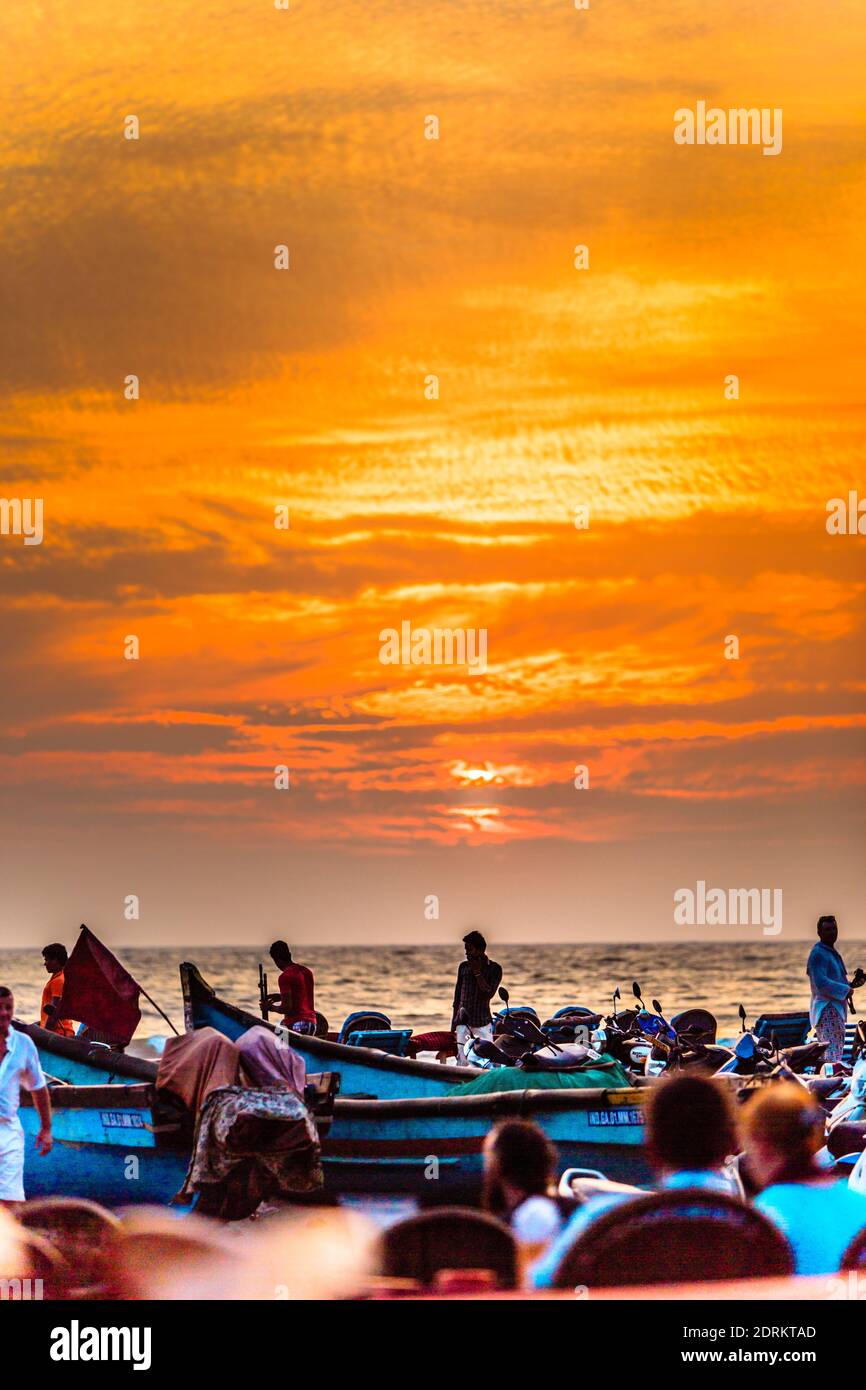 ANJUNA GOA, INDIA - Dec 11, 2014: The vibrant streets, people and ...