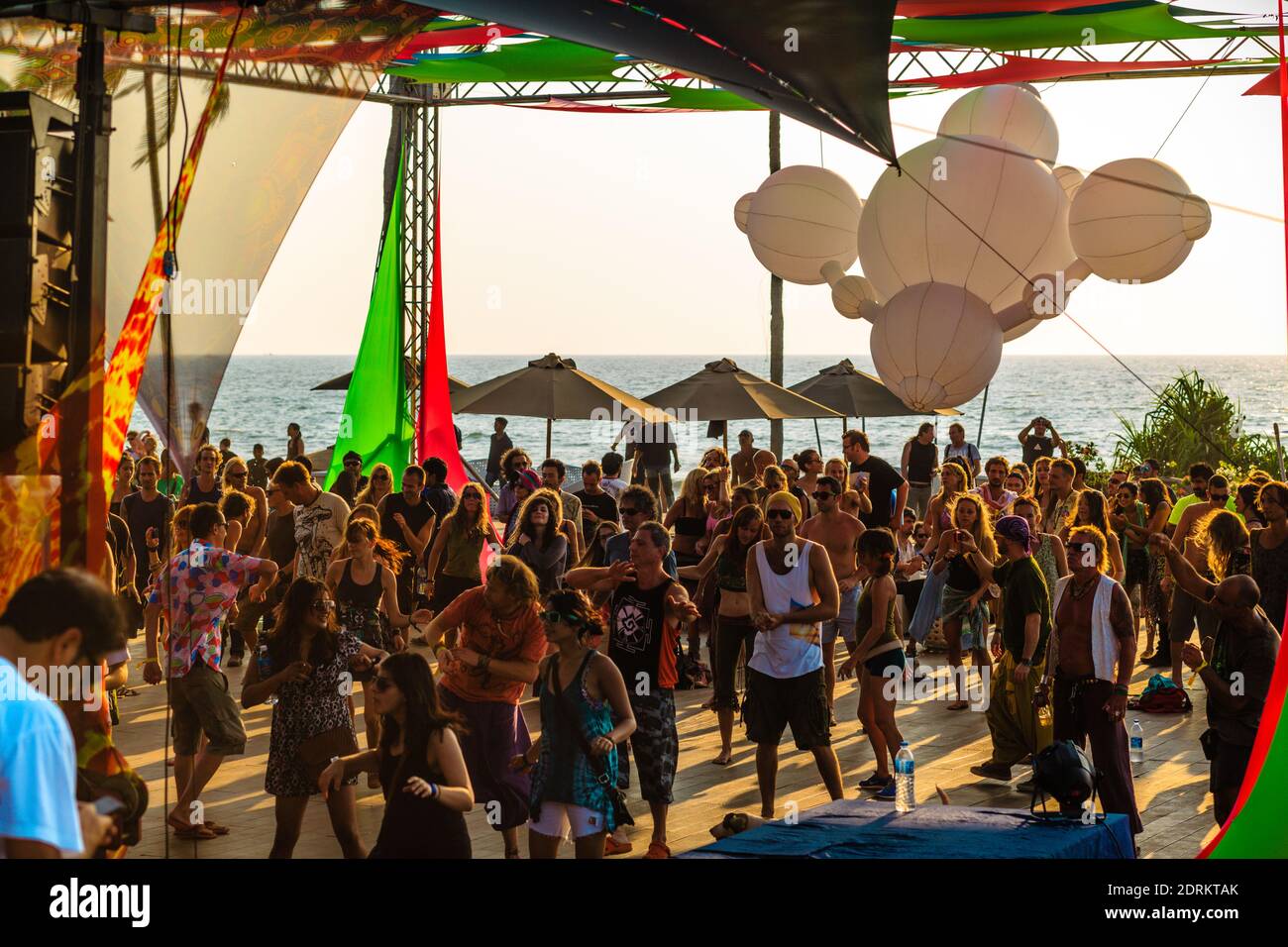 ANJUNA GOA, INDIA - Dec 11, 2014: The vibrant streets, people and ...