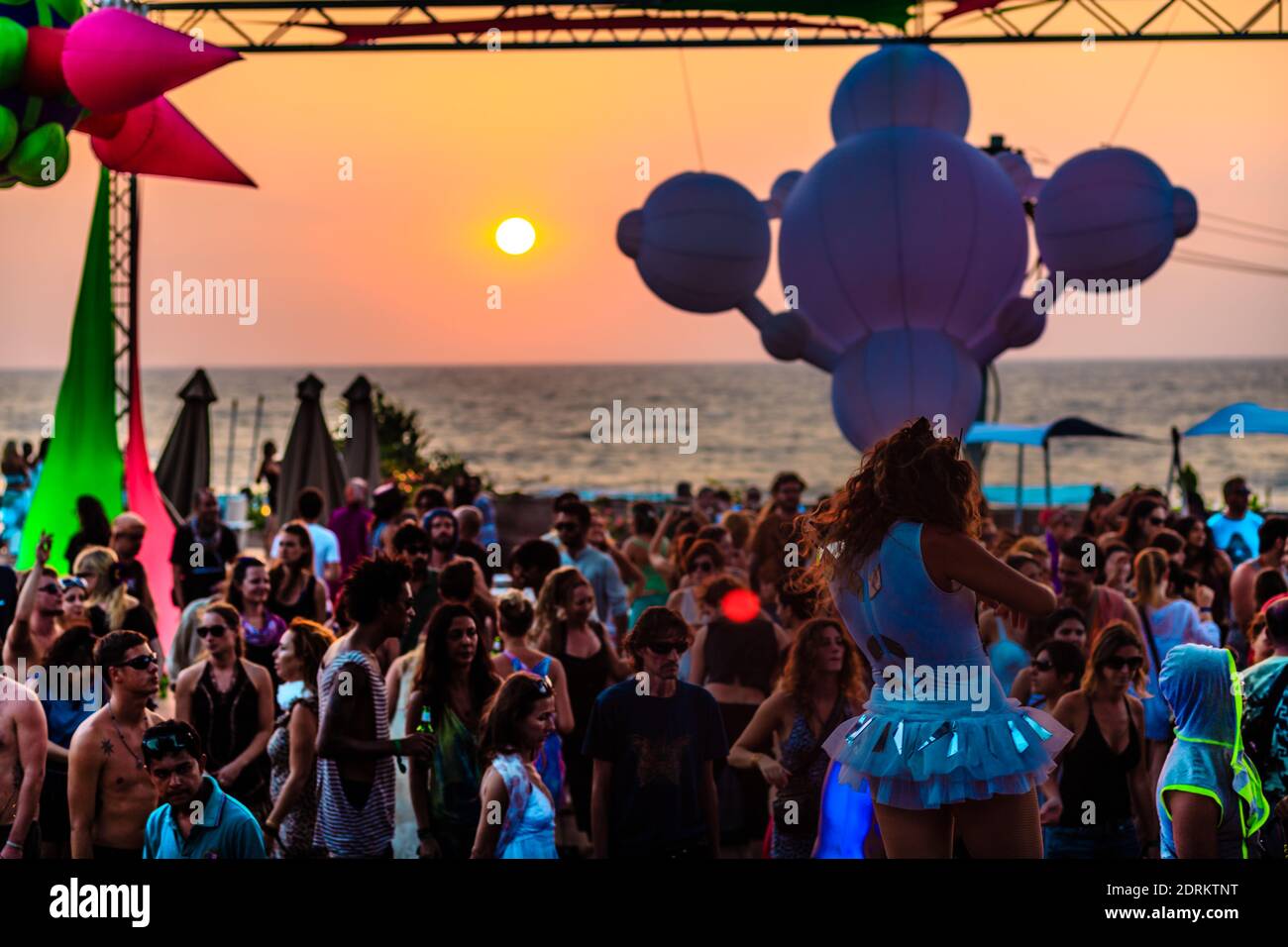 ANJUNA GOA, INDIA - Dec 11, 2014: The vibrant streets, people and ...