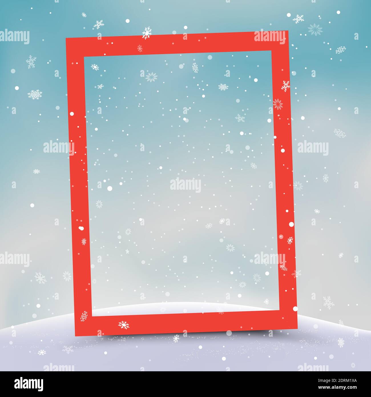 Christmas red vertical photo frame and snowfall Stock Vector Image ...