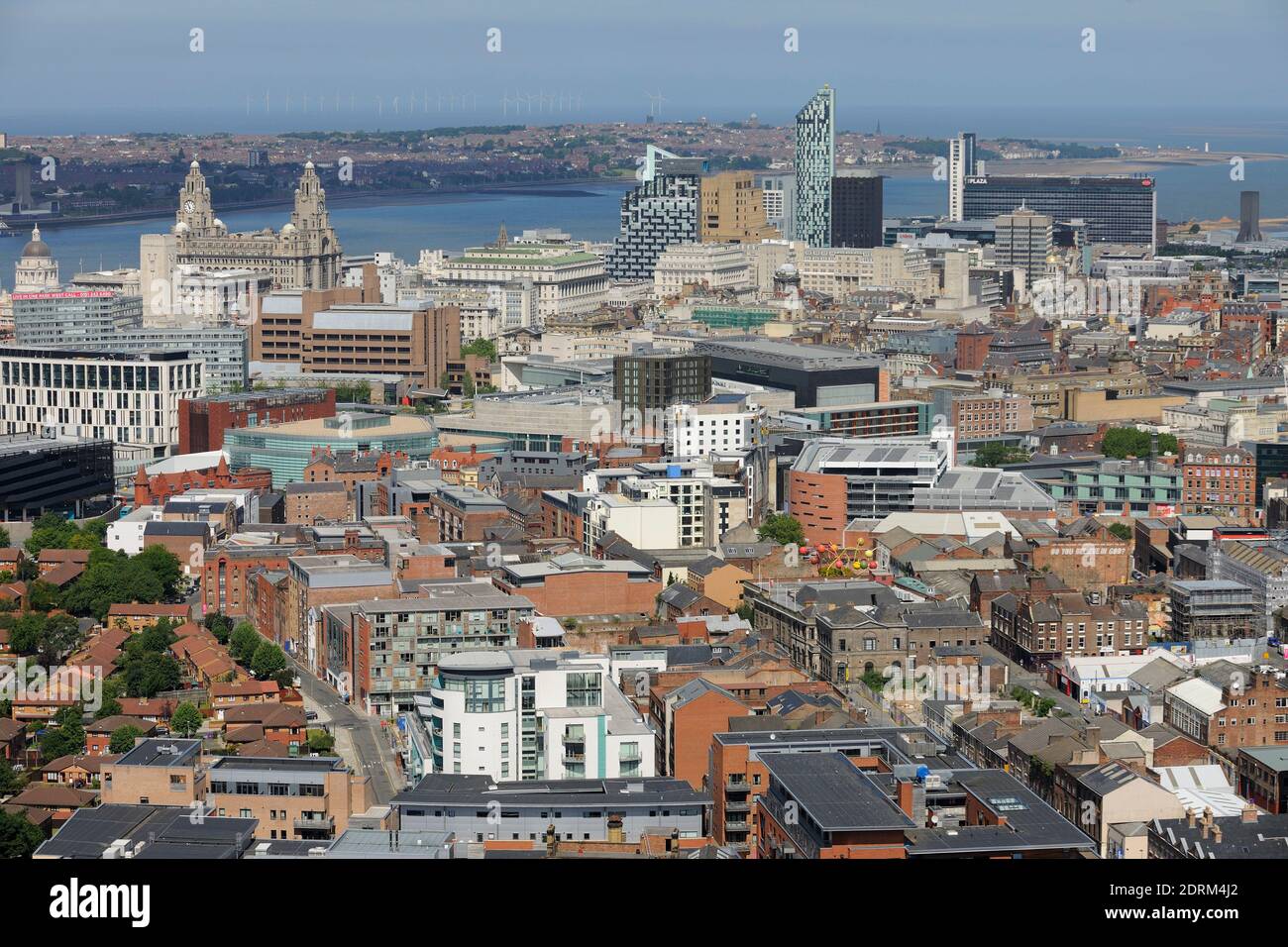 Liverpool city centre viewed from Anglican Cathedral Tower Stock Photo ...