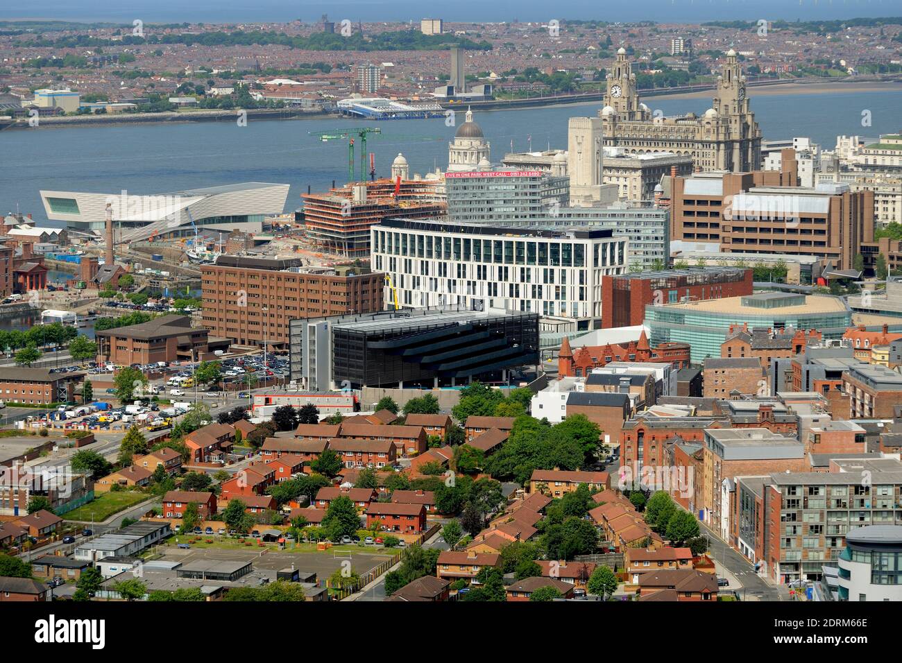 Liverpool city centre viewed from Anglican Cathedral Tower Stock Photo ...