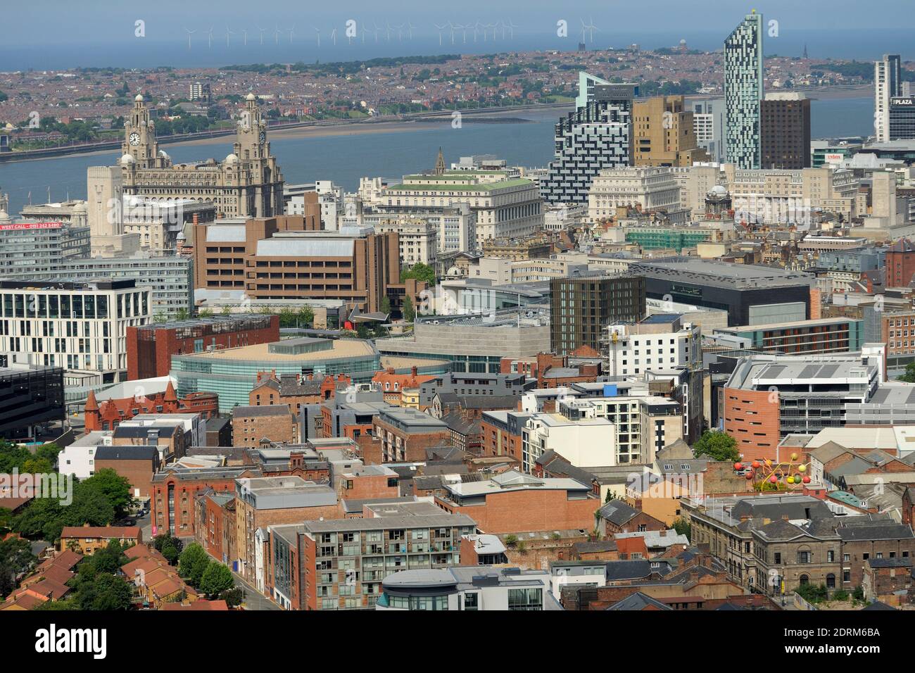 Liverpool city centre viewed from Anglican Cathedral Tower Stock Photo ...