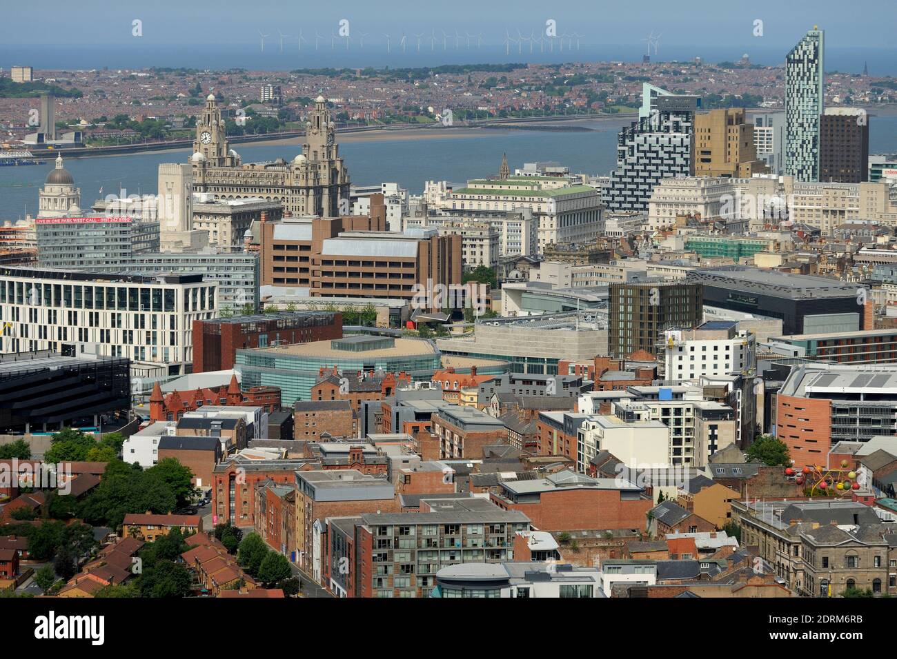 Liverpool city centre viewed from Anglican Cathedral Tower Stock Photo ...