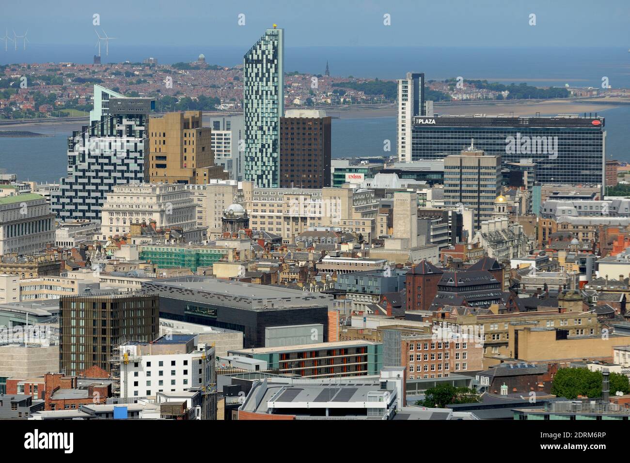 Liverpool city centre viewed from Anglican Cathedral Tower Stock Photo ...