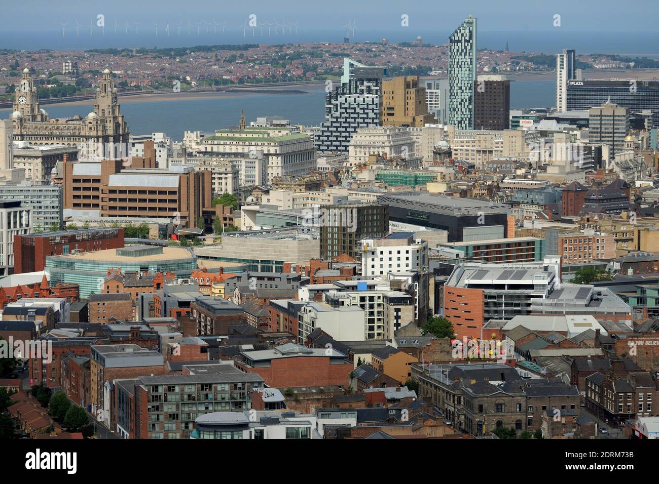 Liverpool city centre viewed from Anglican Cathedral Tower Stock Photo ...