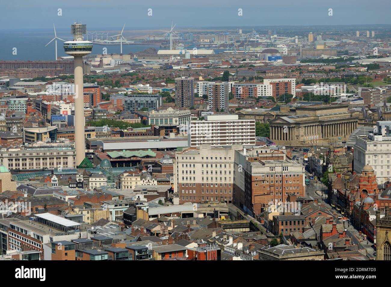 Liverpool city centre viewed from Anglican Cathedral Tower Stock Photo ...