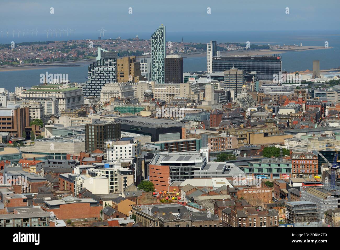 Liverpool city centre viewed from Anglican Cathedral Tower Stock Photo ...