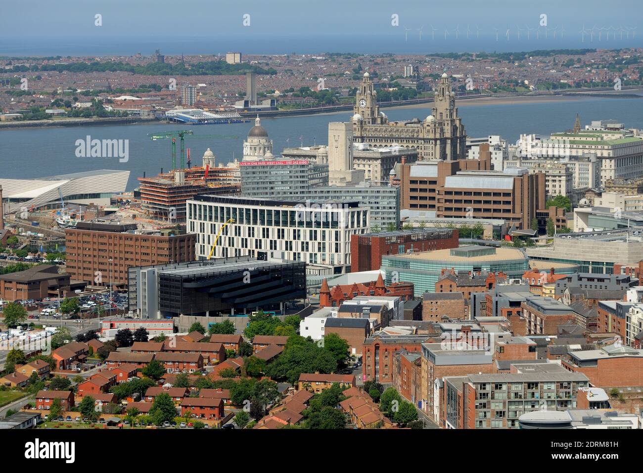 Liverpool city centre viewed from Anglican Cathedral Tower Stock Photo ...