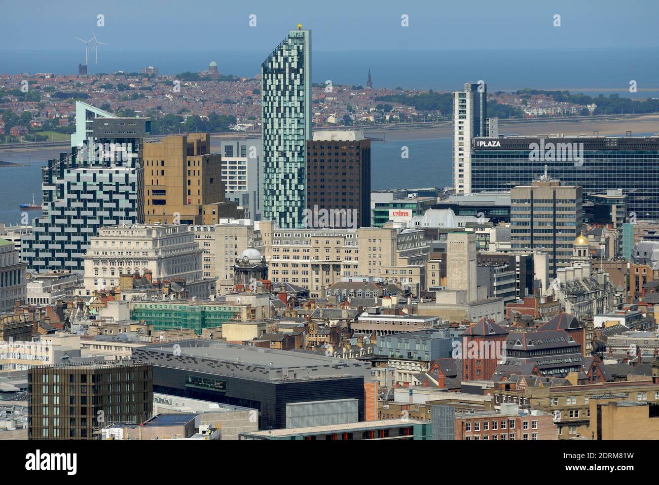 Liverpool city centre viewed from Anglican Cathedral Tower Stock Photo ...