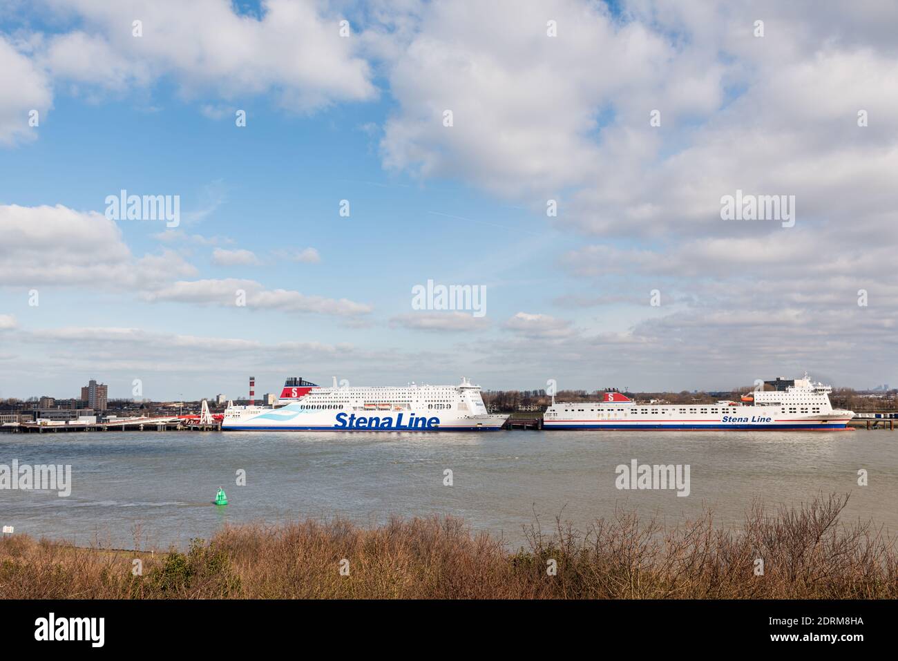 HOEK VAN HOLLAND, THE NETHERLANDS - FEBRUARY 29, 2016: Two ferries of ...
