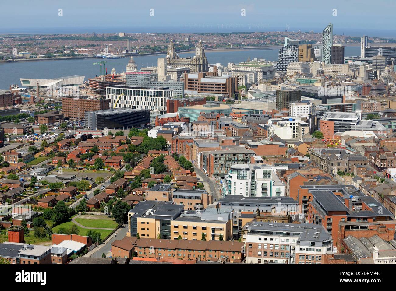 Liverpool city centre viewed from Anglican Cathedral Tower Stock Photo ...