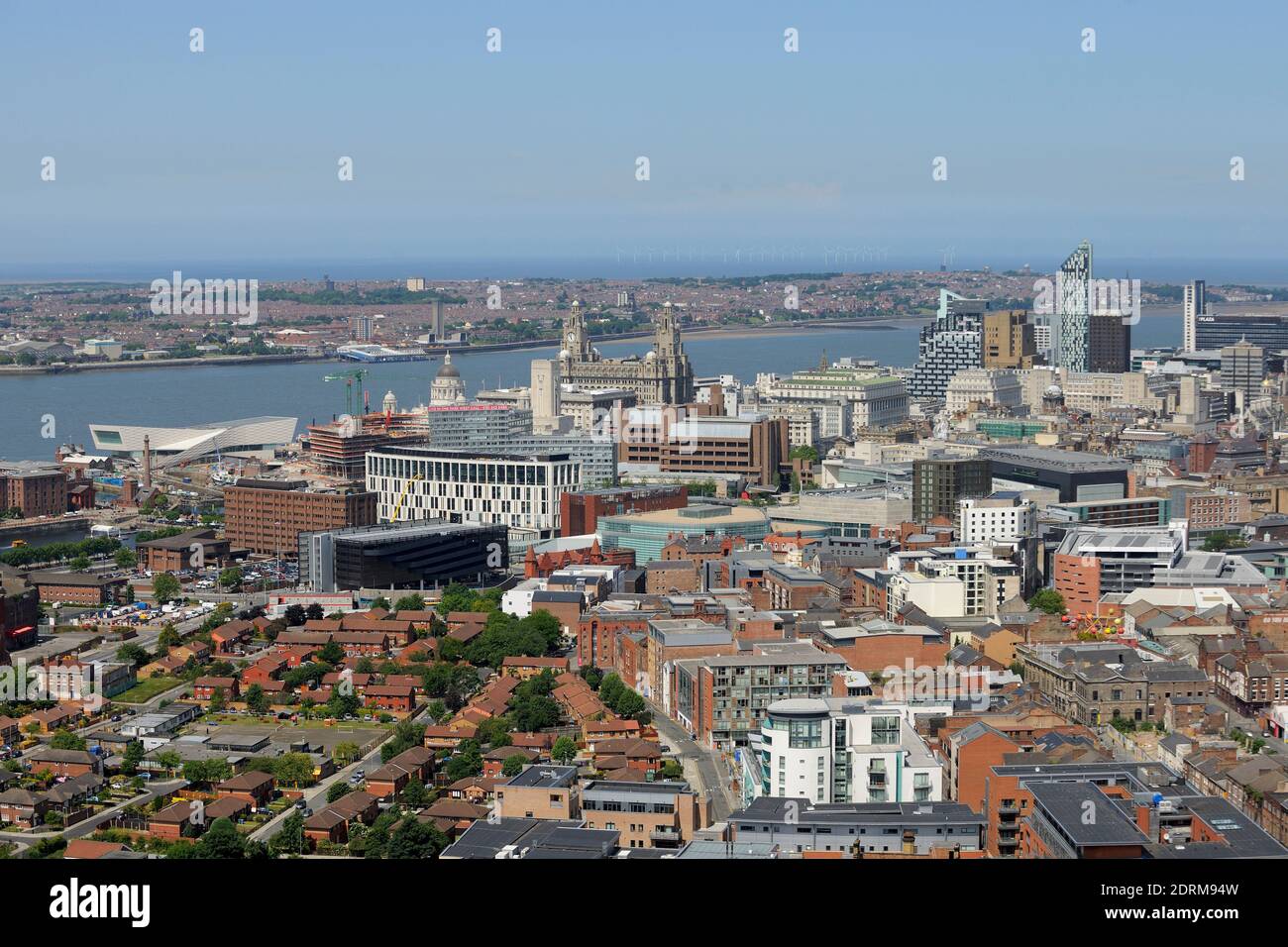 Liverpool city centre viewed from Anglican Cathedral Tower Stock Photo ...