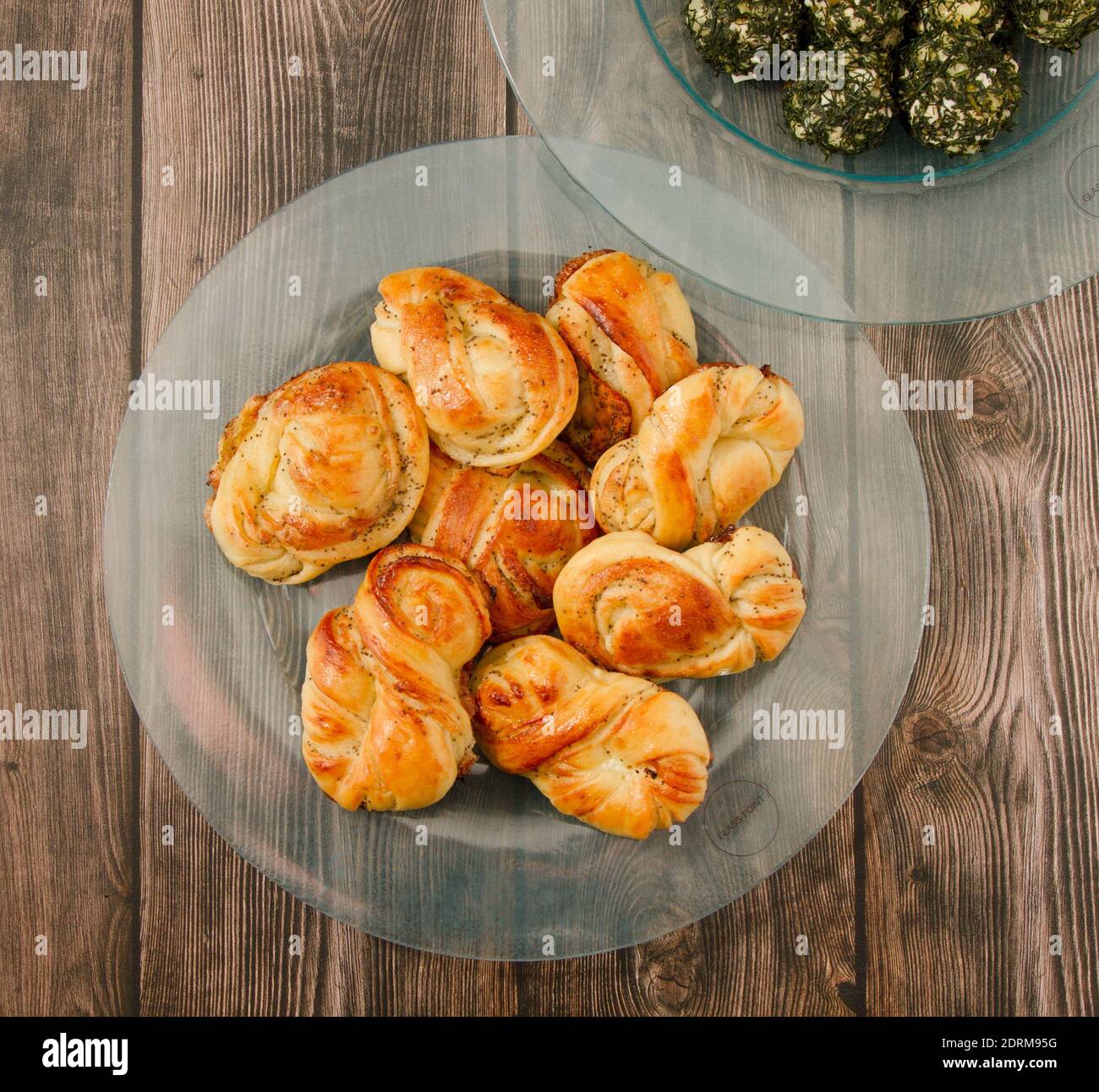 A top view of homemade biscuit rolls in a plate Stock Photo - Alamy