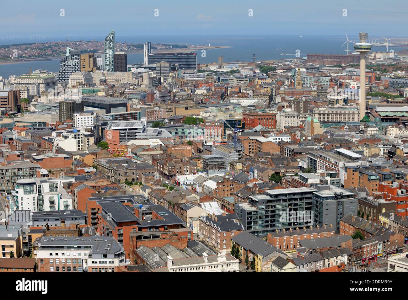 Liverpool city centre viewed from Anglican Cathedral Tower Stock Photo ...