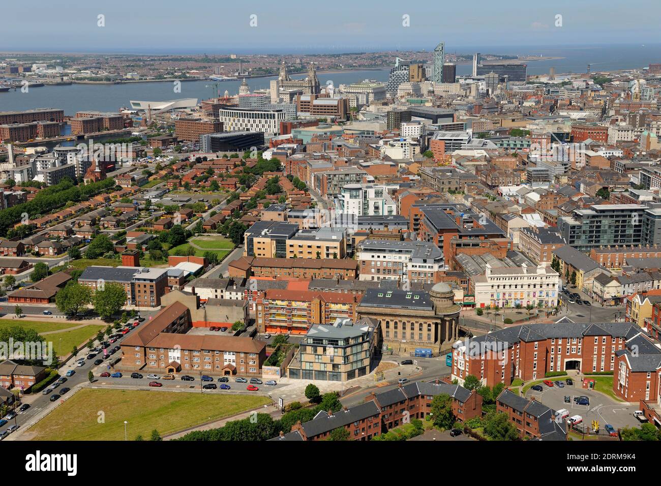 Liverpool city centre viewed from Anglican Cathedral Tower Stock Photo ...