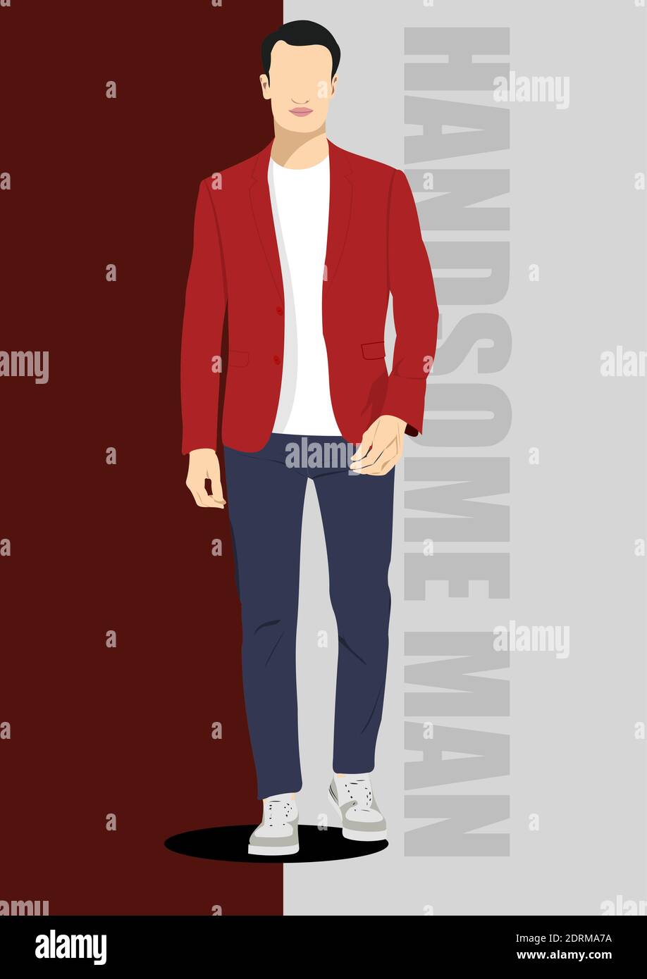 Handsome man looking happy Stock Vector Images - Alamy