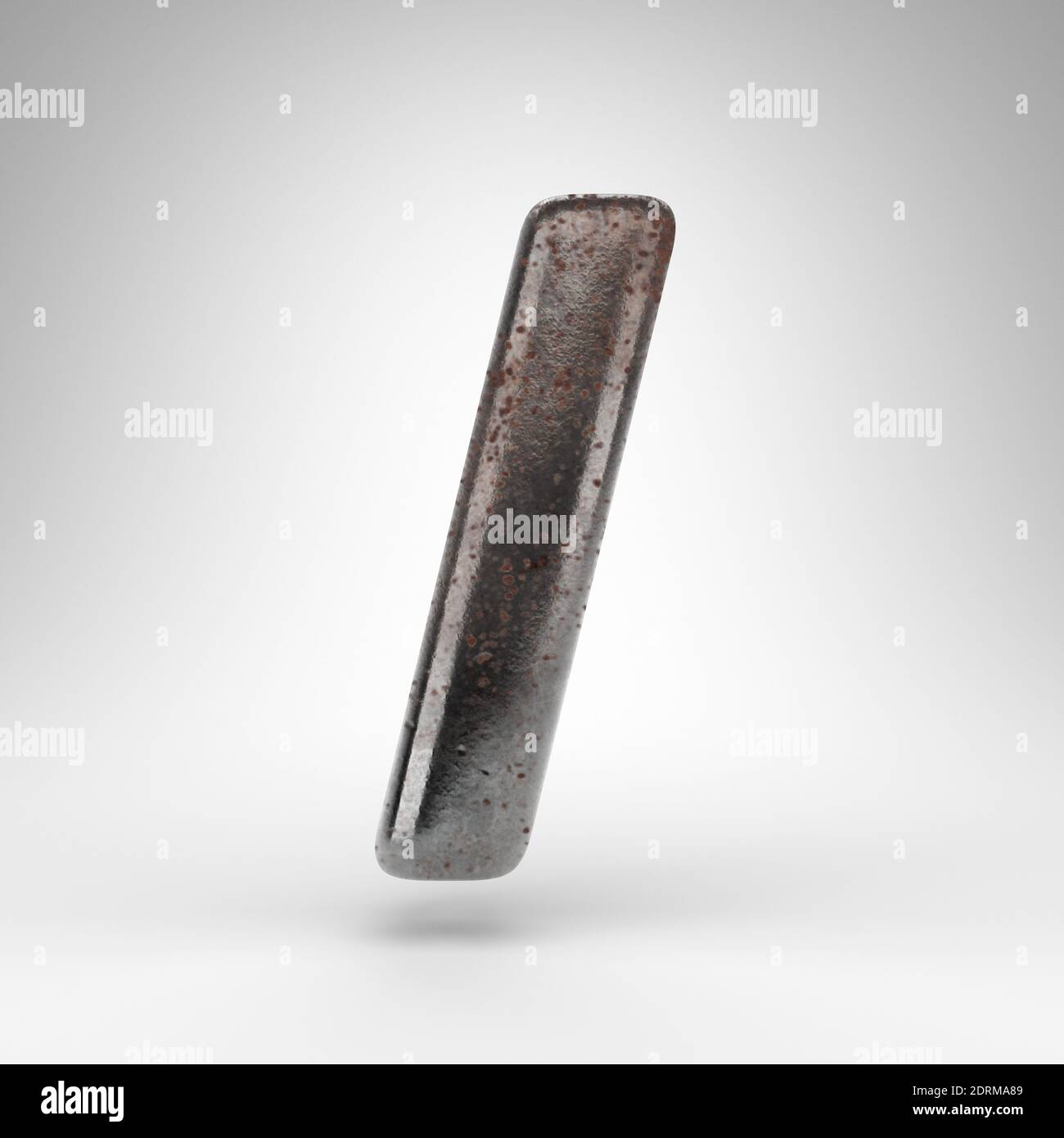 Forward slash symbol on white background. Rusty metal 3D rendered sign ...