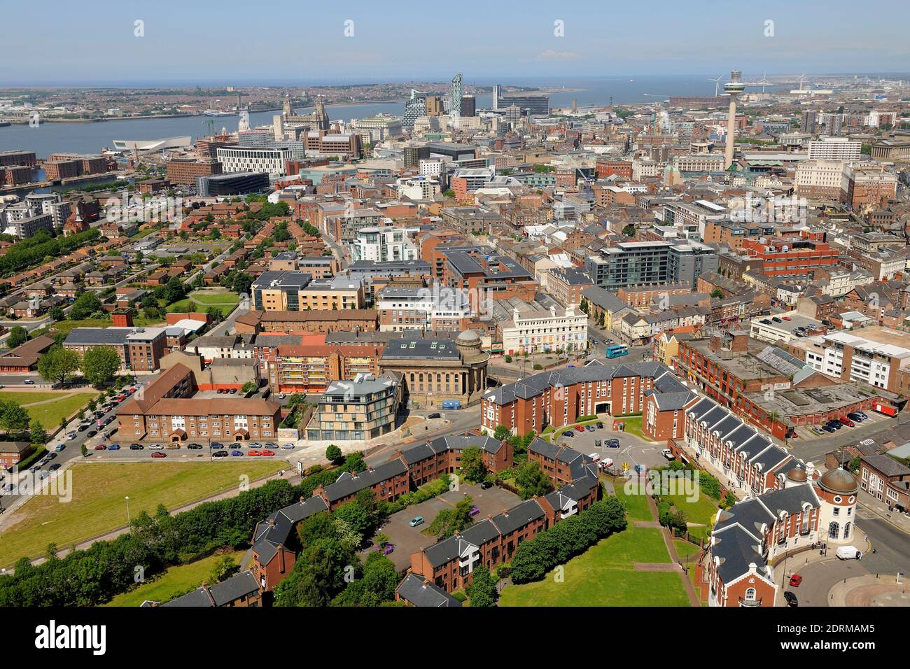 Liverpool city centre viewed from Anglican Cathedral Tower Stock Photo ...